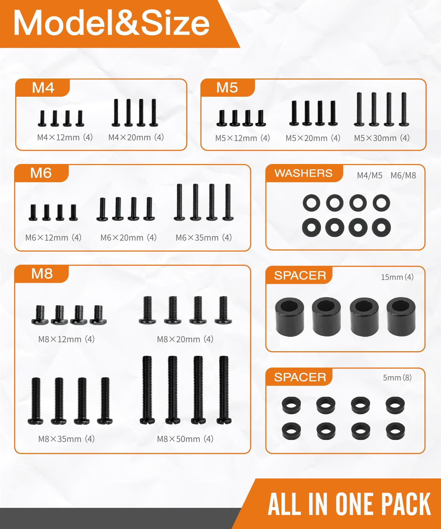 GetUSCart- Universal TV Mounting Hardware Screw Kit Set with Box - M4 ...