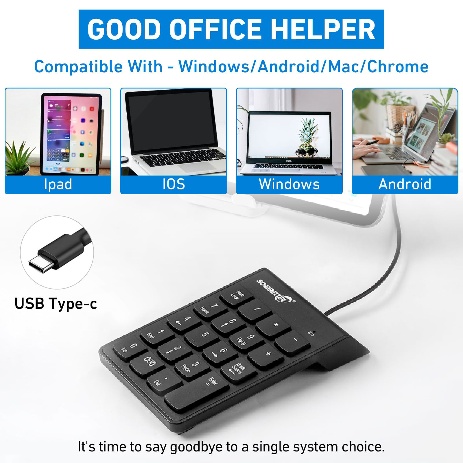 GetUSCart- Huifen Type C Number Pad, USB 19 Keys Mini Number Keyboard ...