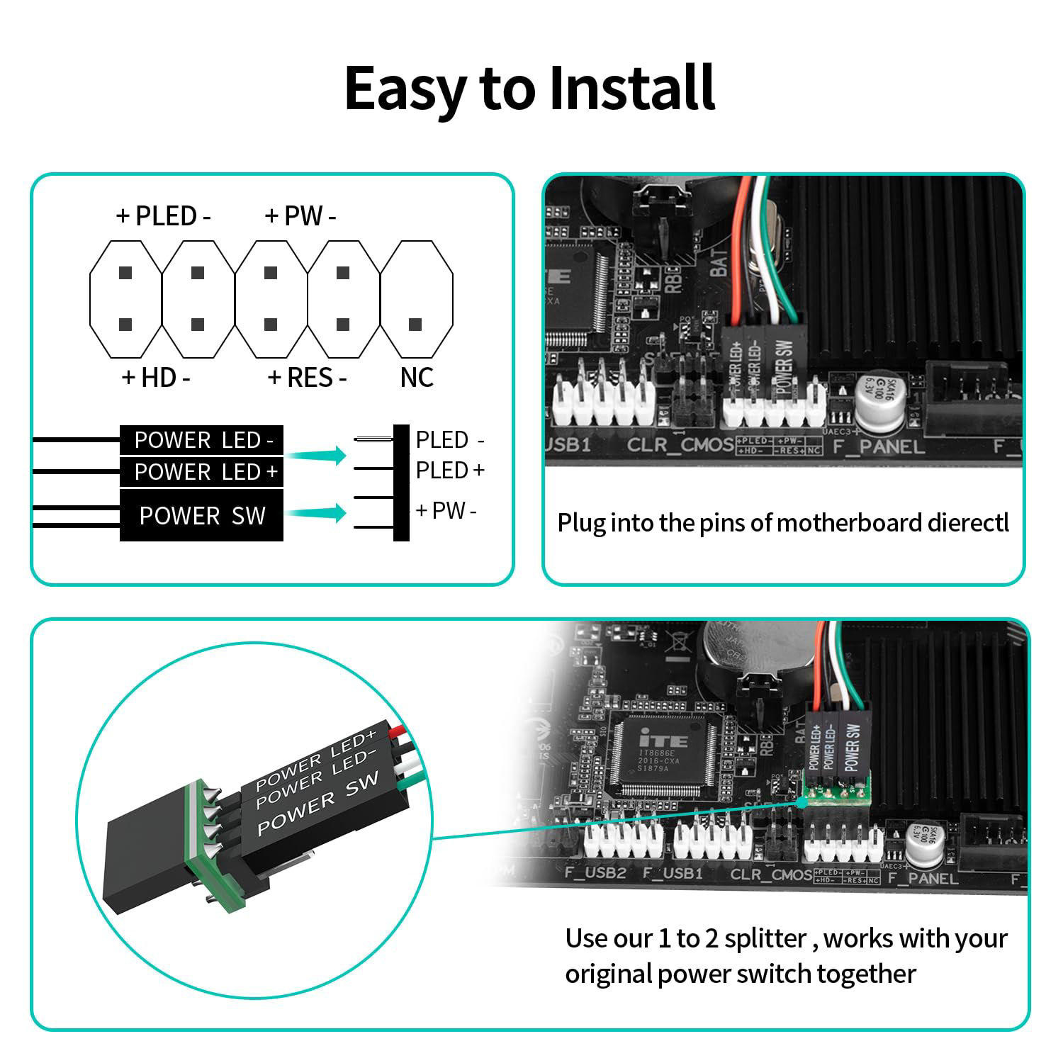 GetUSCart- PC Power Button, Desktop Power Button PC External Power ...