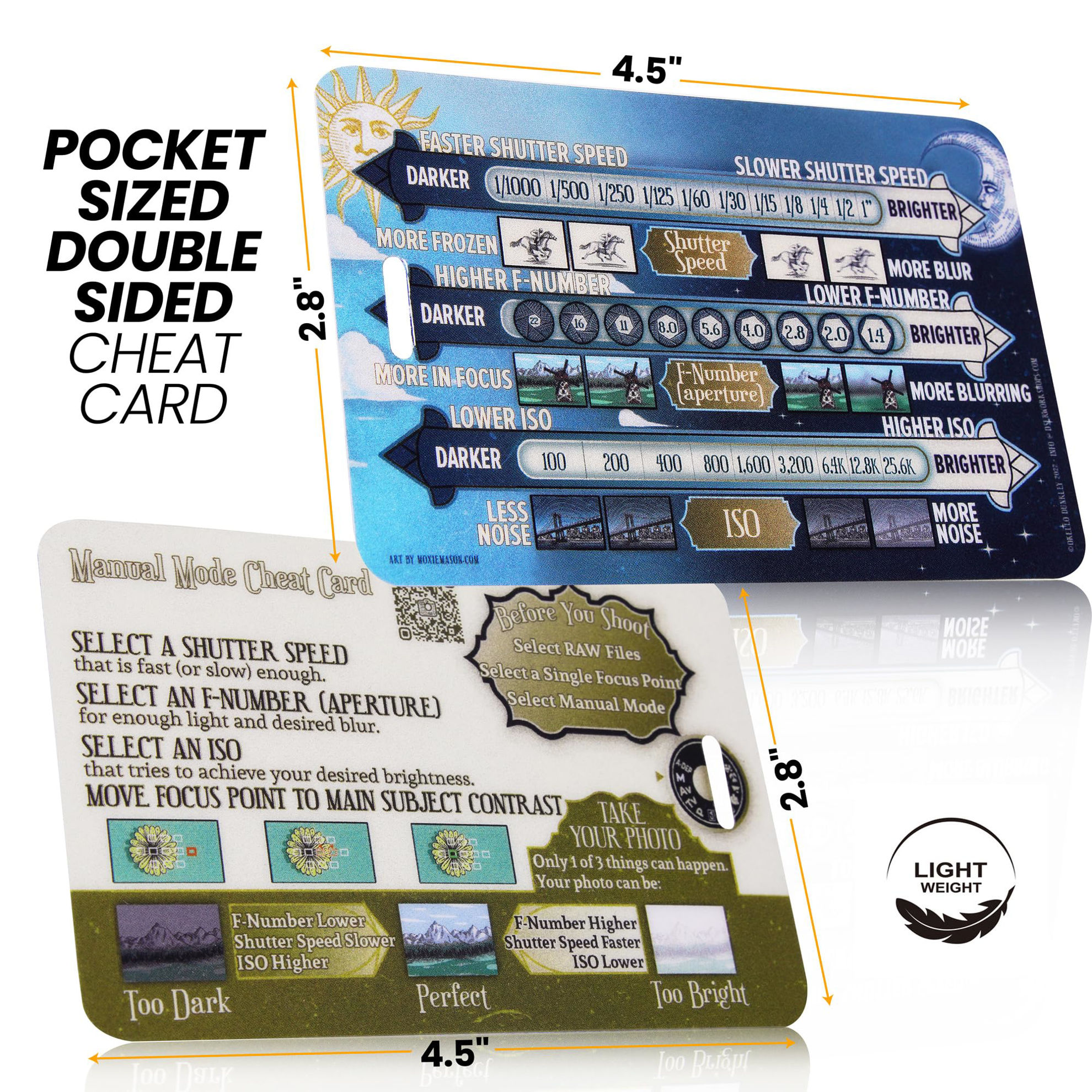 GetUSCart- Manual Mode Photography Cheat Card for DSLR and Mirrorless Cameras - Attaches to Most ...