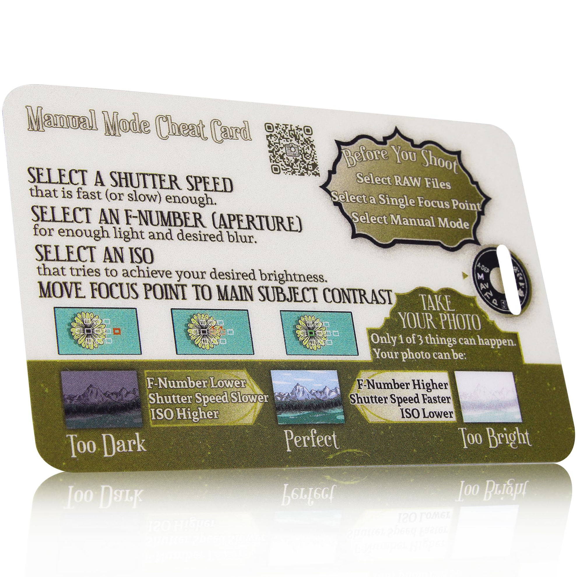 GetUSCart- Manual Mode Photography Cheat Card for DSLR and Mirrorless Cameras - Attaches to Most ...