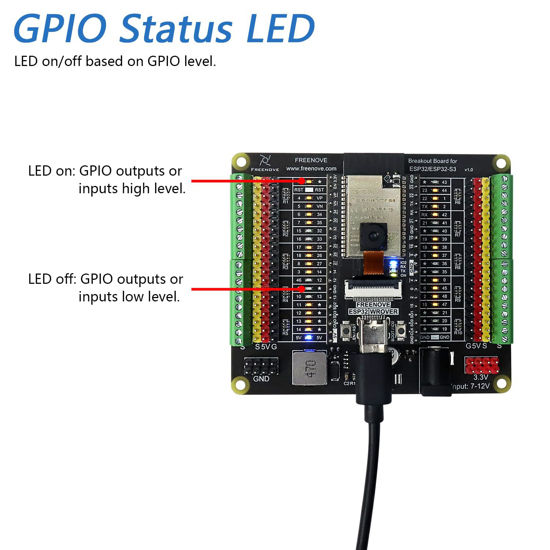 GetUSCart- Freenove Breakout Board for ESP32 / ESP32-S3 WROVER WROOM, Terminal Block Shield with ...