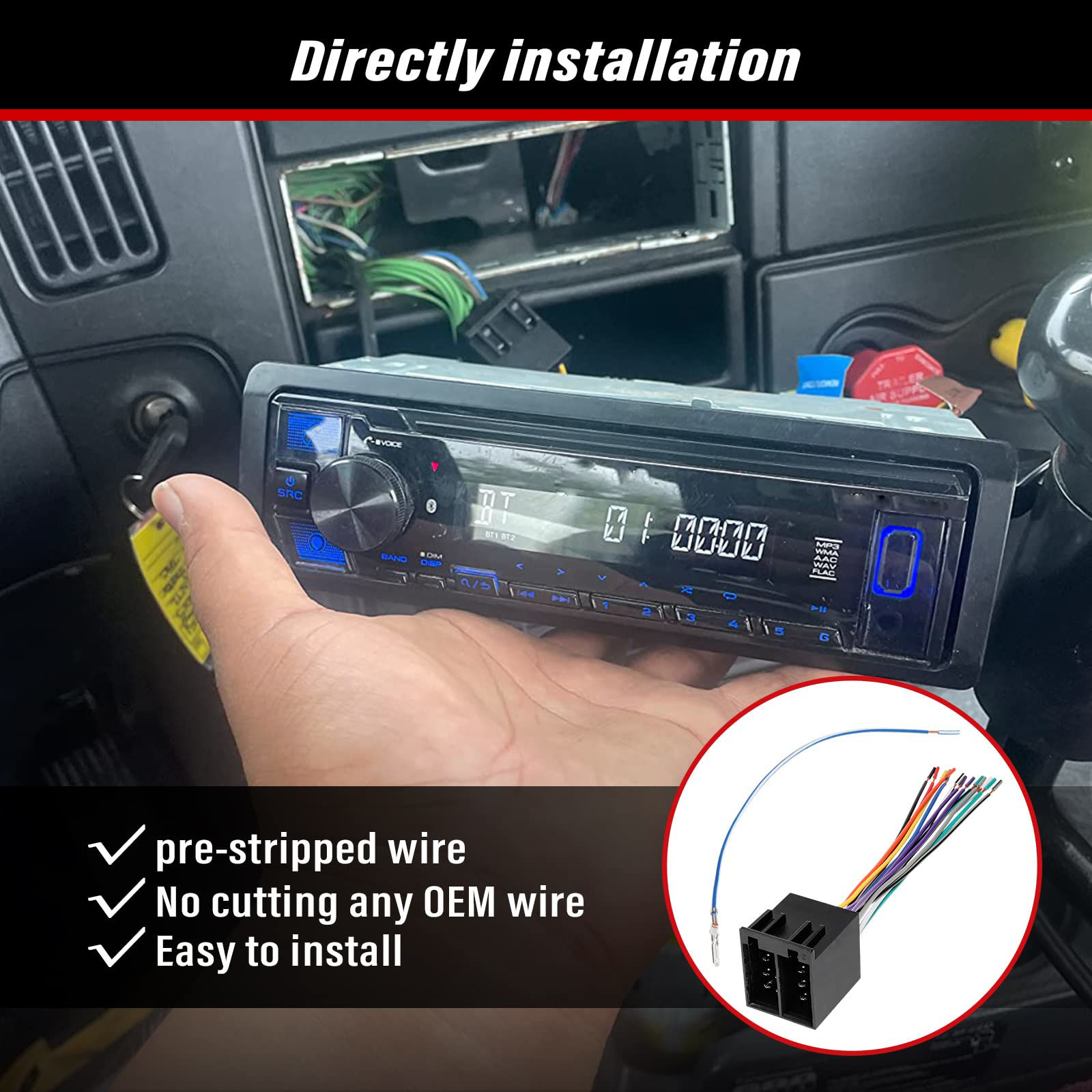 GetUSCart- RED WOLF Car Radio 16 Pin ISO Wire Harness Adapter For Semi ...