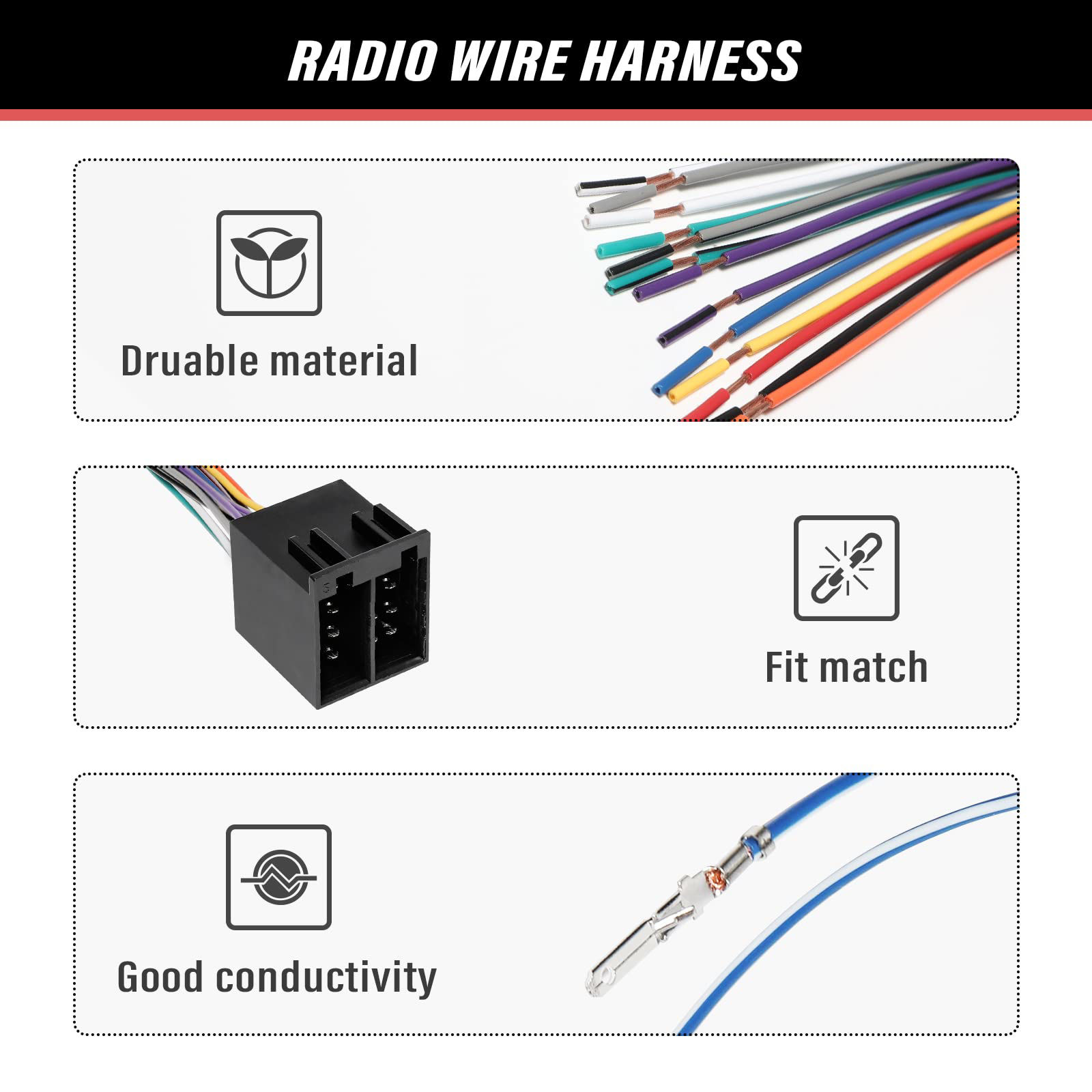 GetUSCart- RED WOLF Car Radio 16 Pin ISO Wire Harness Adapter For Semi ...