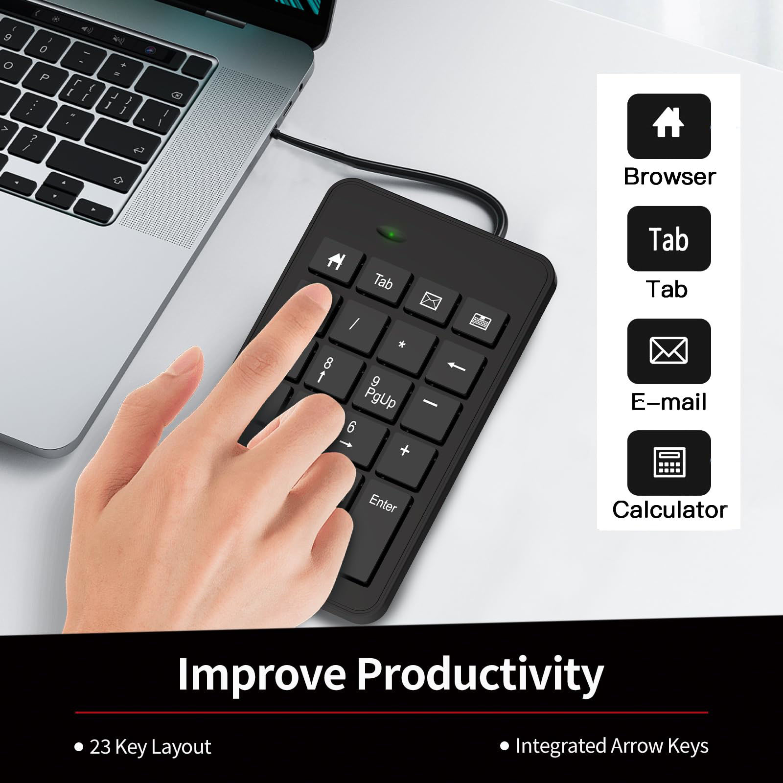 GetUSCart- LOONASA Wired Number Pad, USB Numpad 23 Key Numeric Keypad Financial Accounting ...