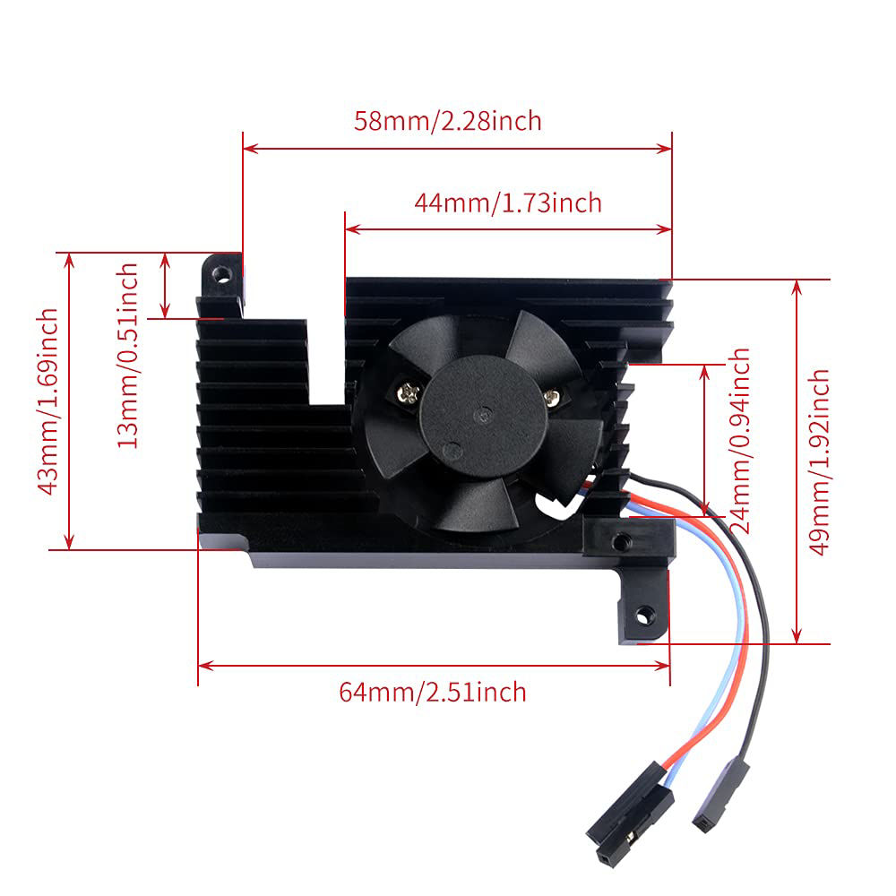 GetUSCart- GeeekPi Aluminum Heatsink with PWM Controllable Fan for Raspberry Pi 4, Pi 4 Armor ...