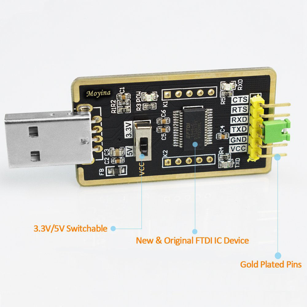 GetUSCart- USB to TTL Adapter, USB to Serial Converter for Development Projects - Featuring ...
