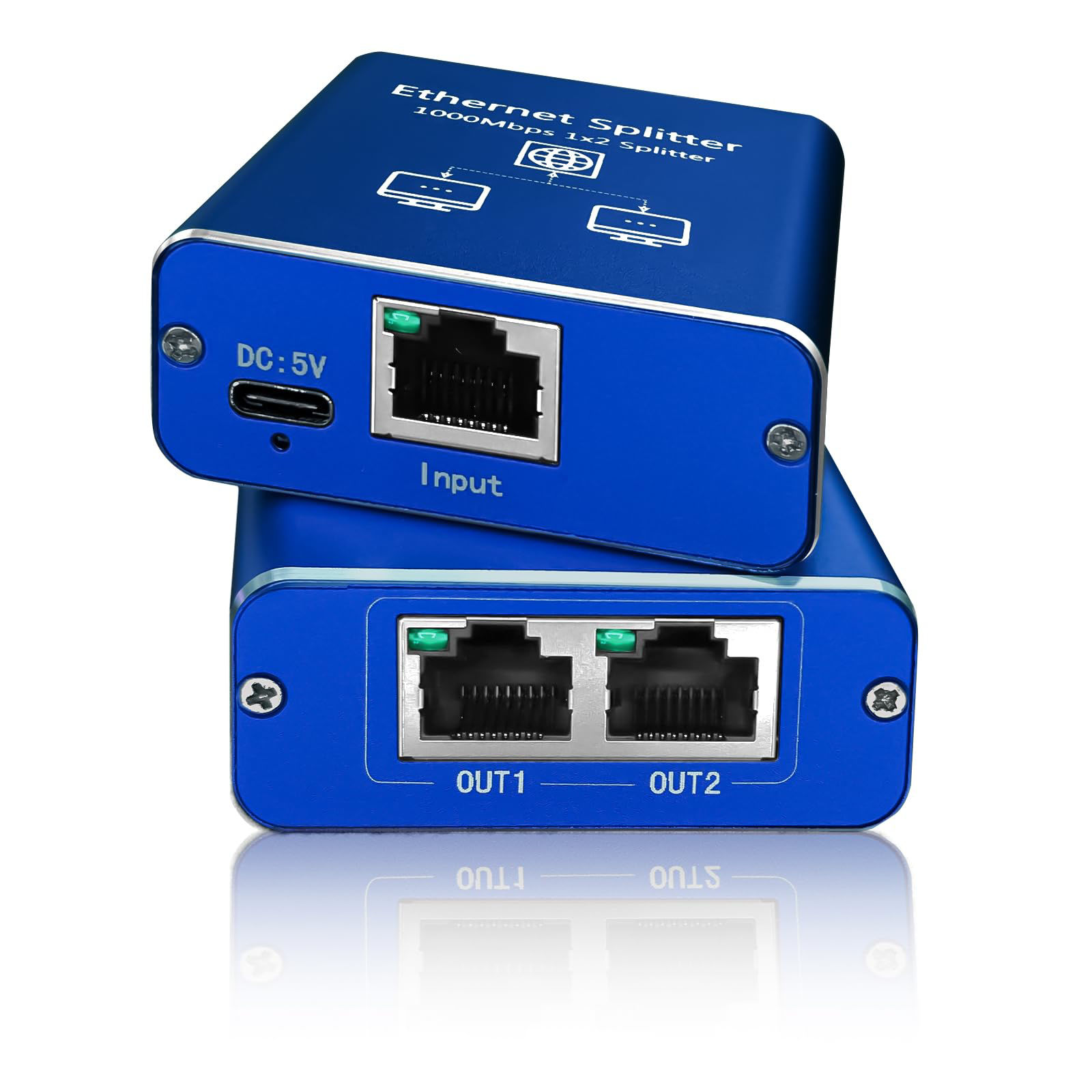 GetUSCart- Ethernet Splitter 1 to 2 High Speed 1000Mbps, Gigabit ...