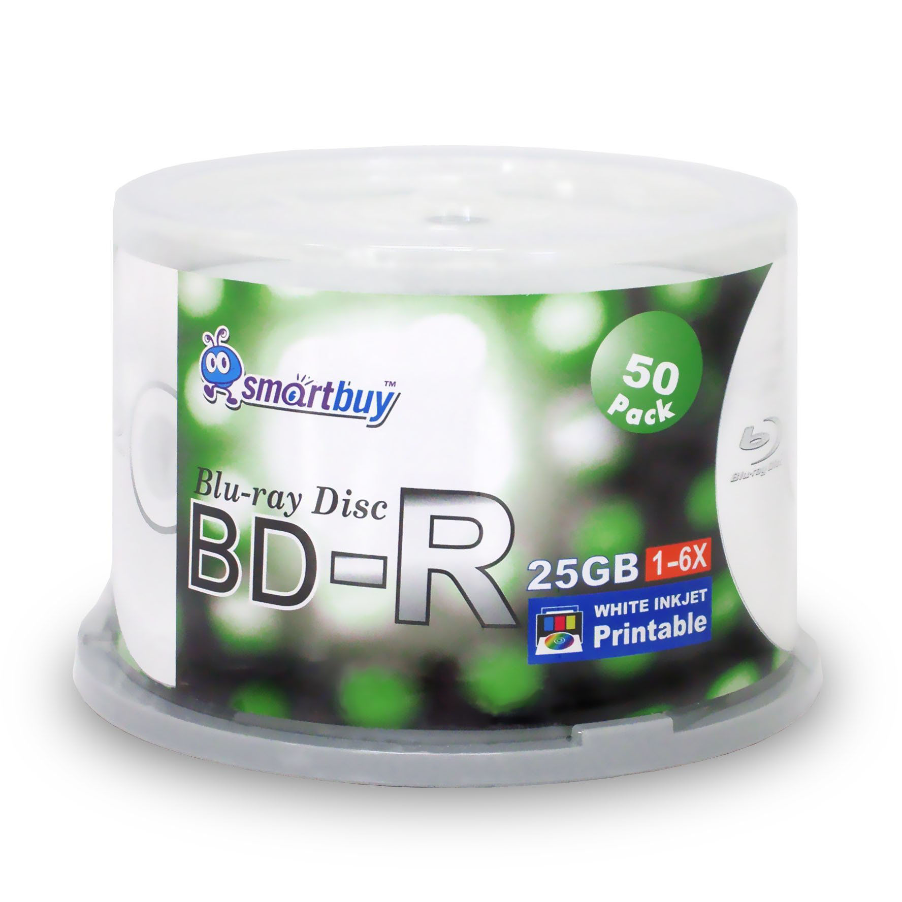 GetUSCart- Smartbuy 25gb 6X Bd-r Blu-ray Single Layer White Inkjet ...