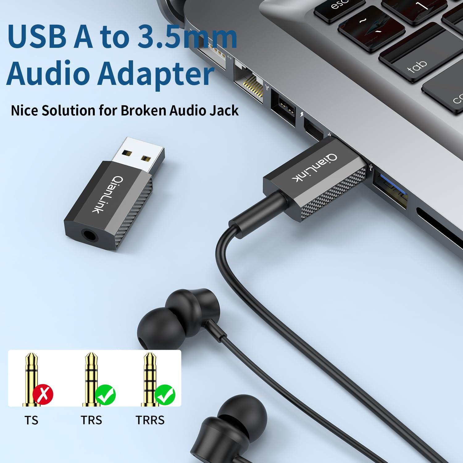 GetUSCart- USB to 3.5mm Jack Audio Adapter (2-Pack), USB to Audio Jack ...