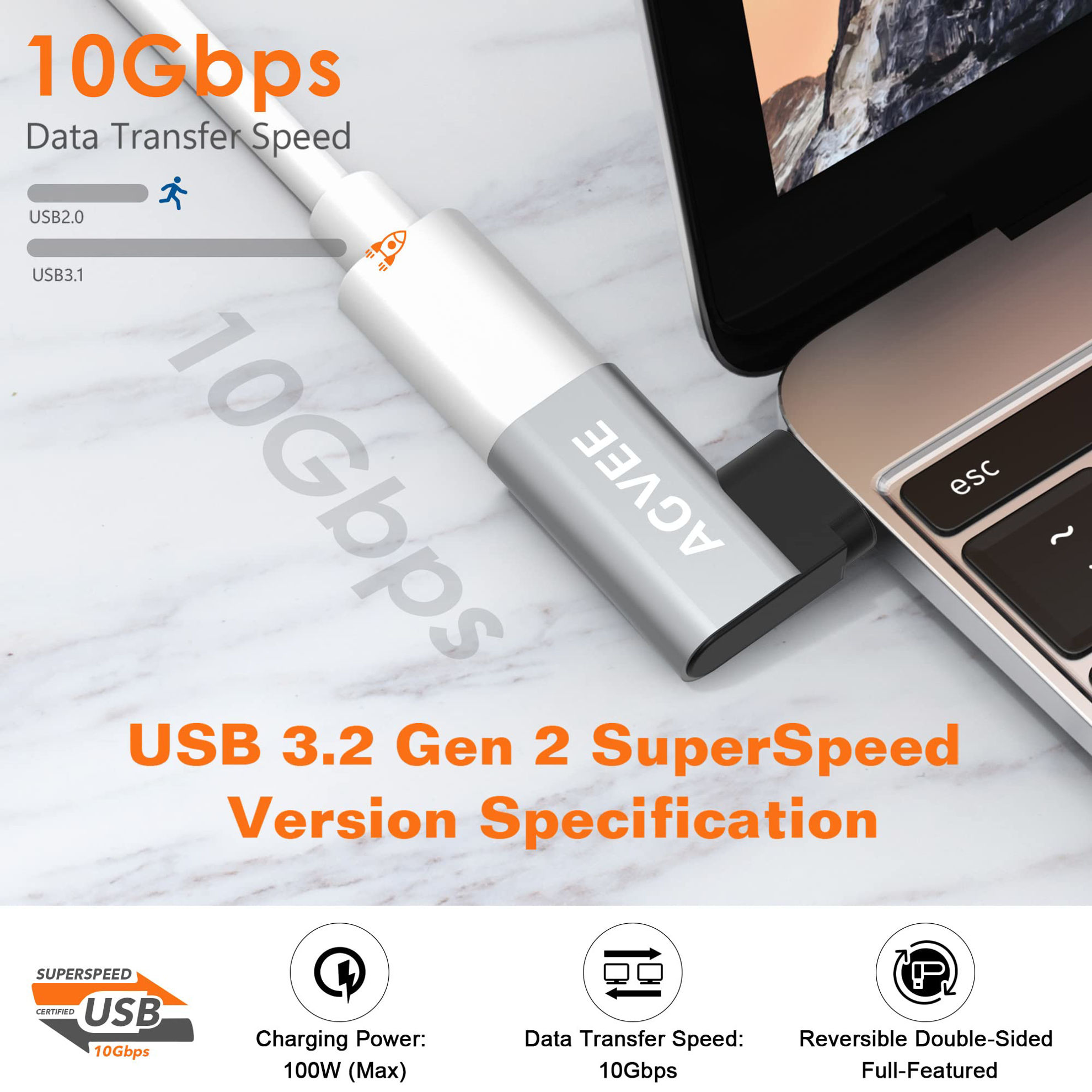 GetUSCart- AGVEE [4 Pack 90 Degree Right Angled USB-C Male to USB-C Female Adapter (Type-C 3.2 ...