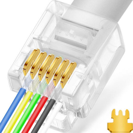 GetUSCart- NECABLES 20Pack RJ11/RJ12 Pass Through Connector 6P6C Telephone Modular Plug 3 Prong ...