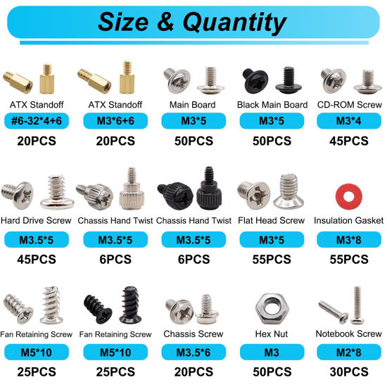 GetUSCart- Bemaka 502PCS Computer Screws Assortment Kit, Motherboard ...