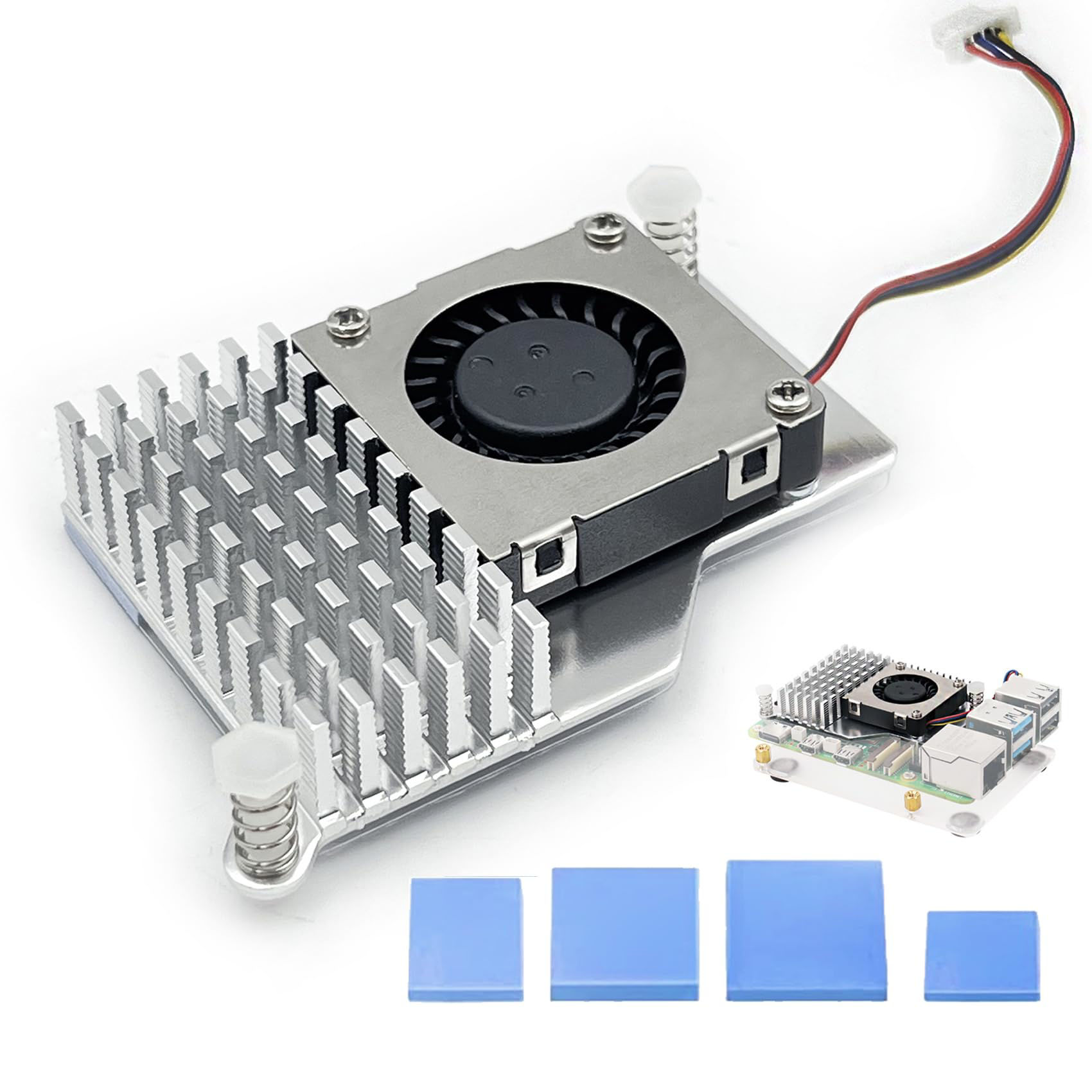 Getuscart Raspberry Pi Active Cooler With 30mm Pwm 4 Pin Cooling Fan Pi 5 Heatsink With Thermal