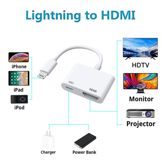 GetUSCart- [Apple MFi Certified] Lightning to HDMI Adapter, No Power ...
