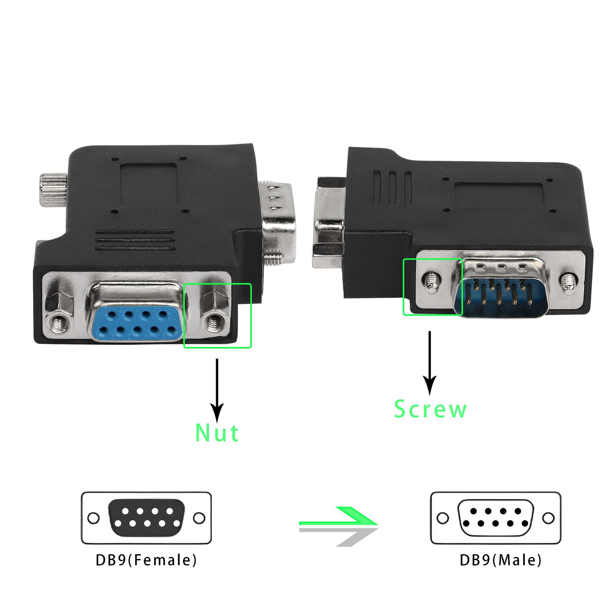 GetUSCart- QIANRENON RS232 DB9 Male to Female 90 Degree Right Angle ...