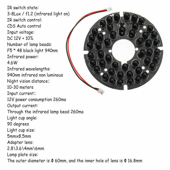 GetUSCart- Acxico 1Pcs 48 Pieces IR LEDs Light Board 940NM LED ...
