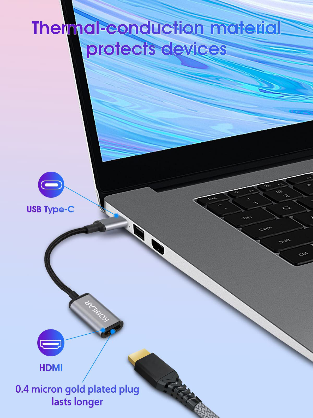 GetUSCart- Kobilar USB C to HDMI Adapter - High Resolution（4K@60Hz ...