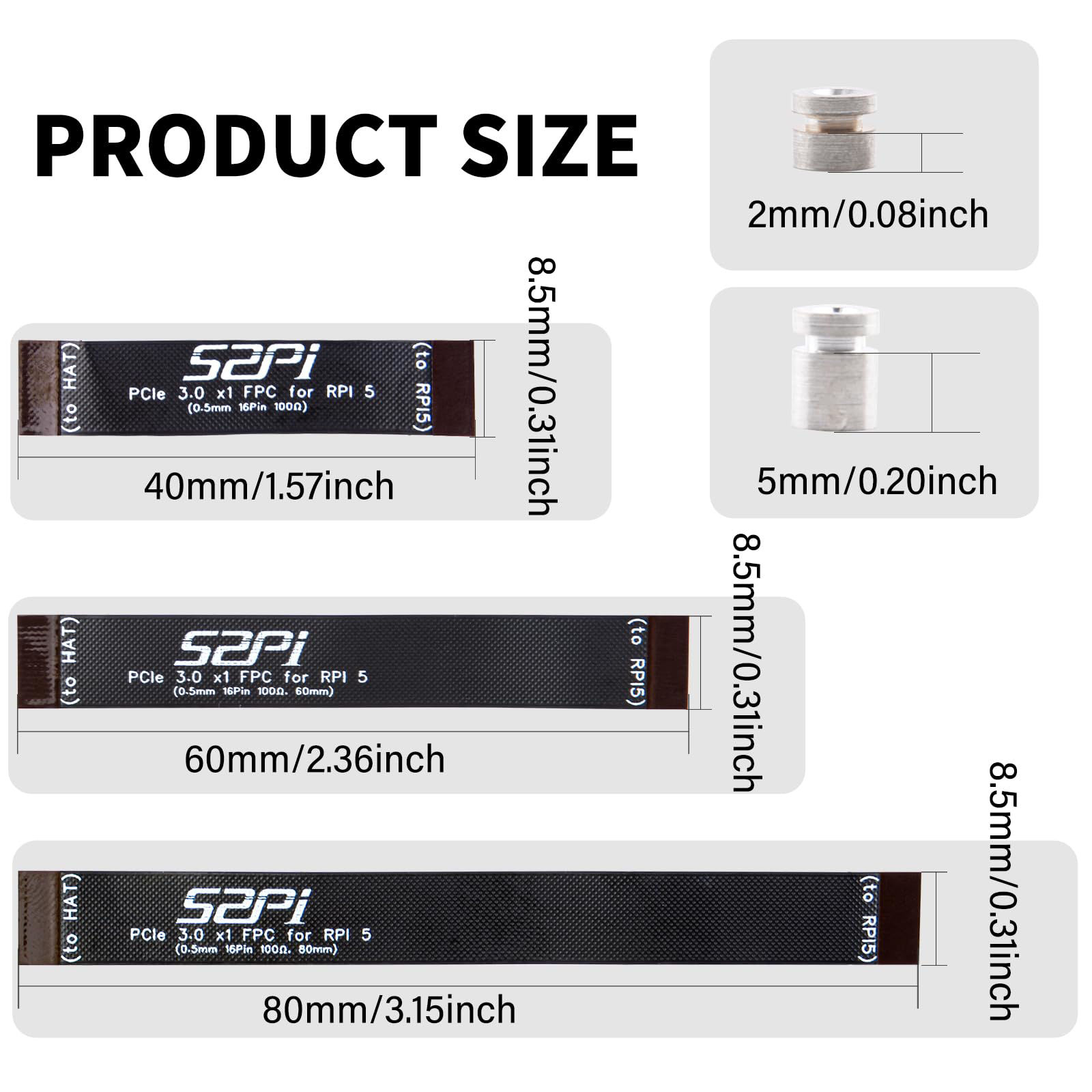 GetUSCart- GeeekPi 3PCS 16Pin 0.5mm Pitch PCIe FPC Cable 40mm/60mm/80mm ...