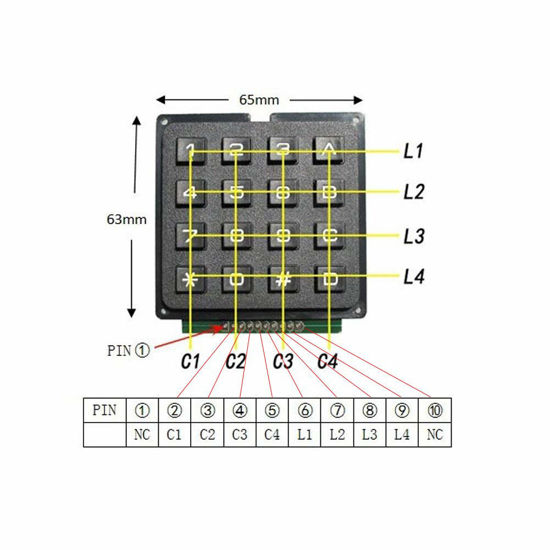 Getuscart Nextion 16 Keys Matrix Keypad 4x4 Membrane Keyboard Module Array Switch For Arduino
