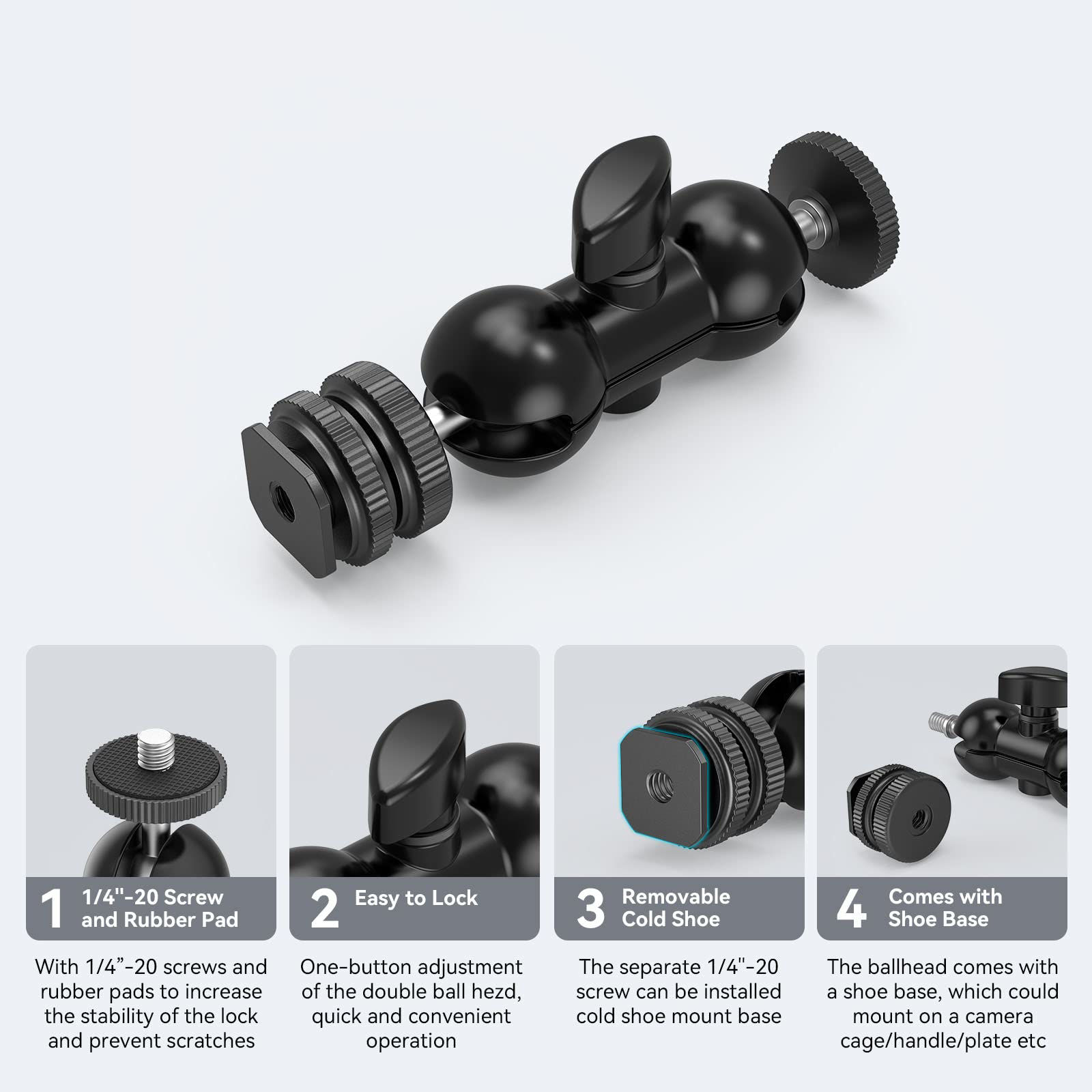 GetUSCart- SmallRig Cool Ballhead, Multi-Function Double Ball Dead ...