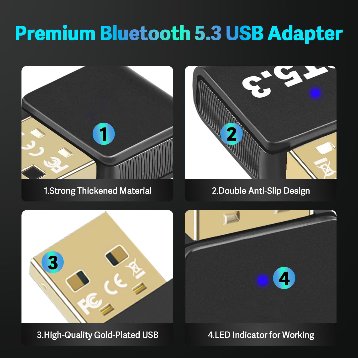 GetUSCart- Latest Bluetooth 5.3 USB Adapter for PC Desktop, Wireless ...