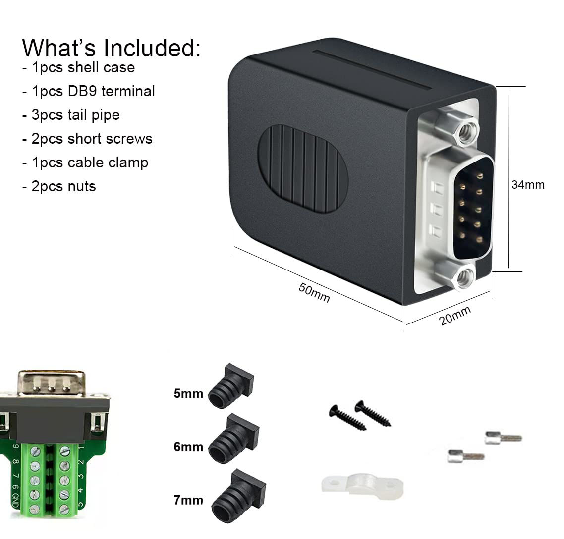 GetUSCart- DTECH DB9 Breakout Connector Male RS232 Connector Kit Serial ...
