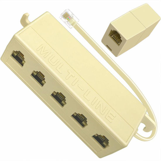 GetUSCart- NECABLES 1+1Pack Phone Jack Splitter 5 Way RJ11 6P4C 1 Male ...
