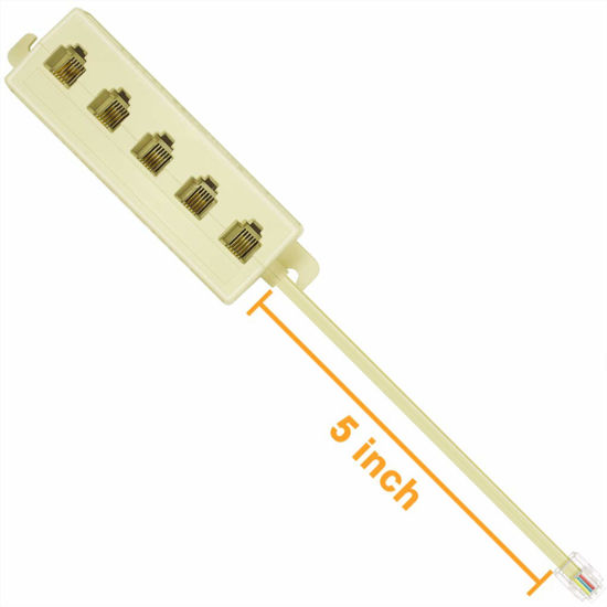 GetUSCart- NECABLES 1+1Pack Phone Jack Splitter 5 Way RJ11 6P4C 1 Male ...