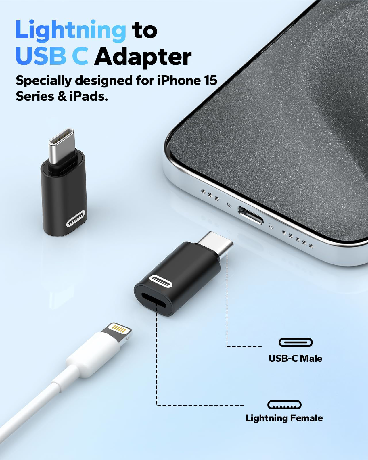 GetUSCart- MoKo Lightning Female to USB C Male Adapter 2 Pack ...