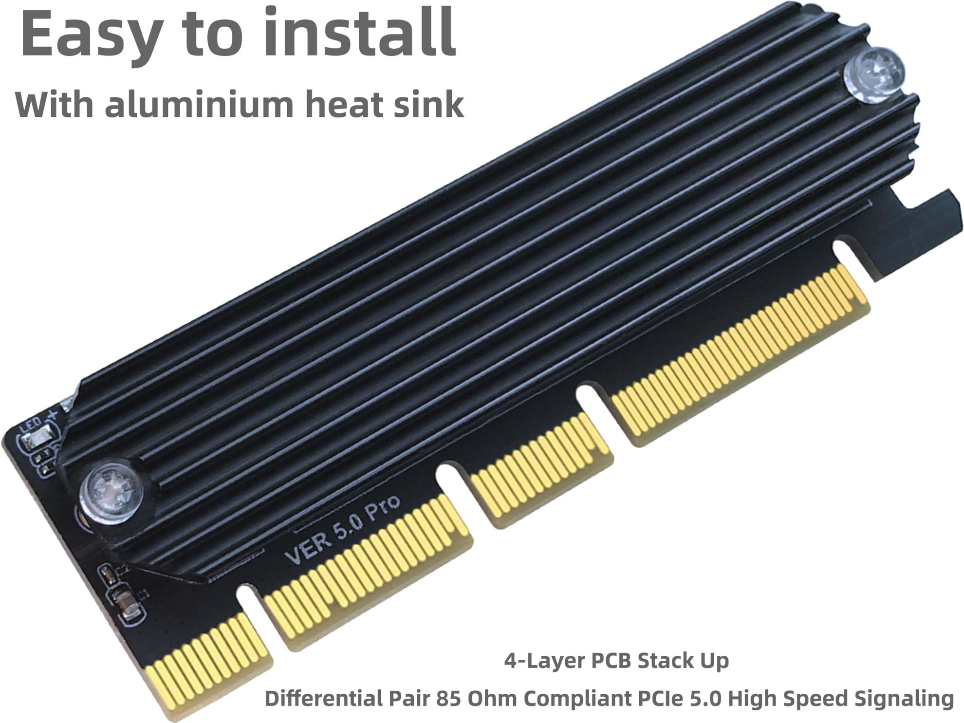 GetUSCart- PCIe 5.0 M.2 NVMe Adapter Expansion Card for PCIe5 Gen5 SSD ...