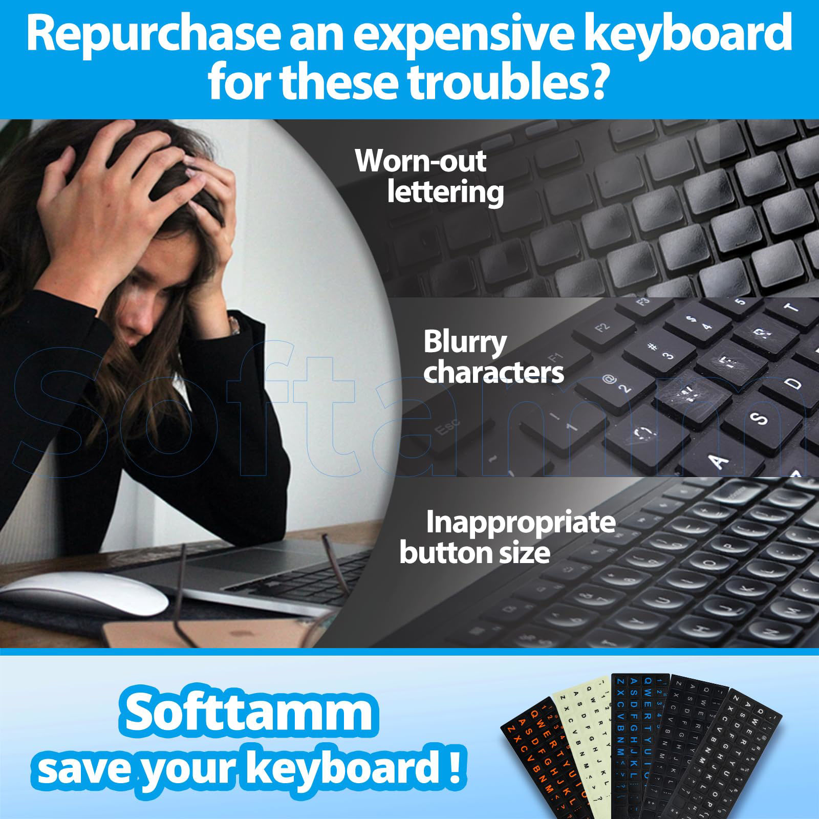 GetUSCart- English Keyboard Stickers [5 in 1],Super Clear Large Print ...