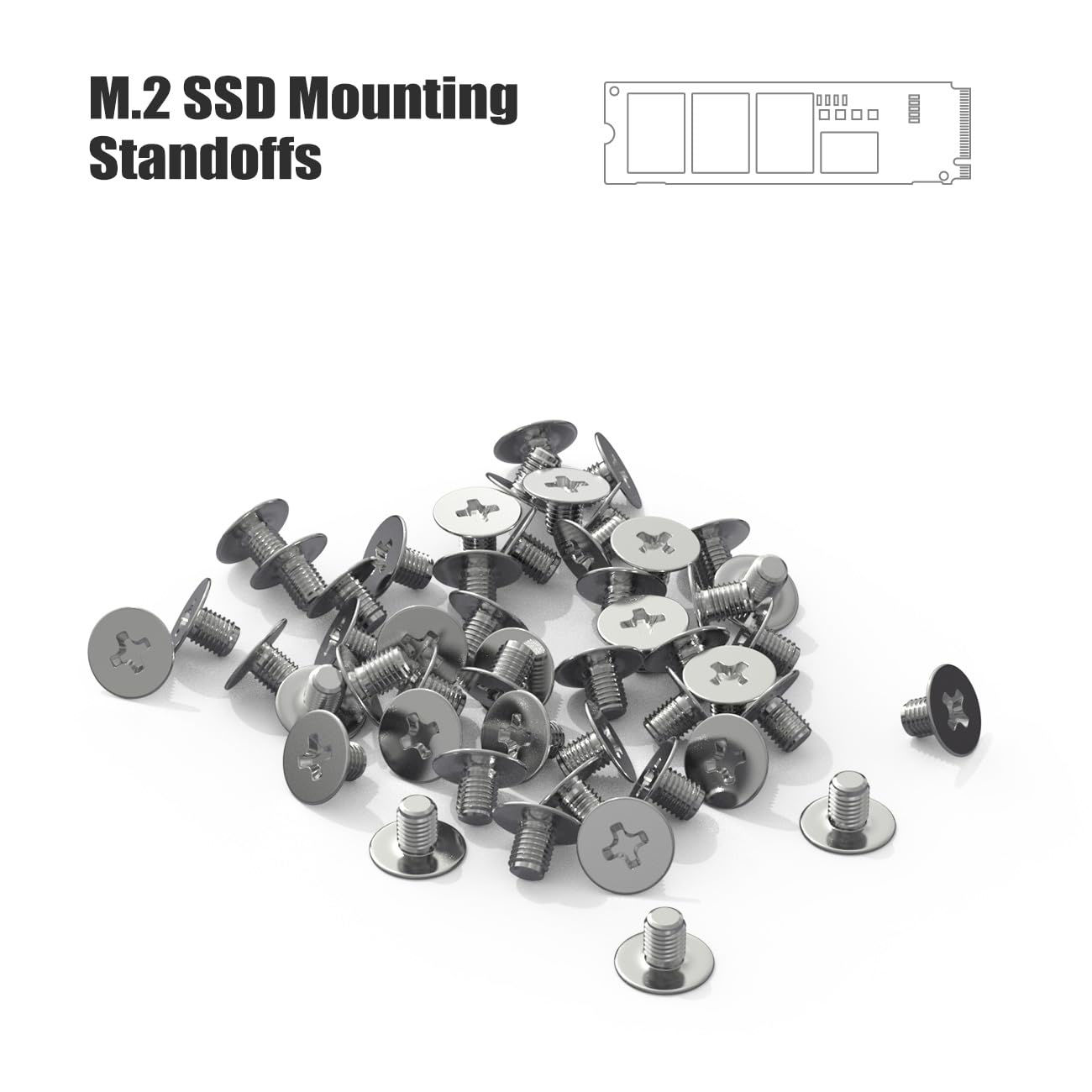 GetUSCart- M.2 NVME SSD Screws Kit, 50pcs M.2 NVME Mounting Screws for ...