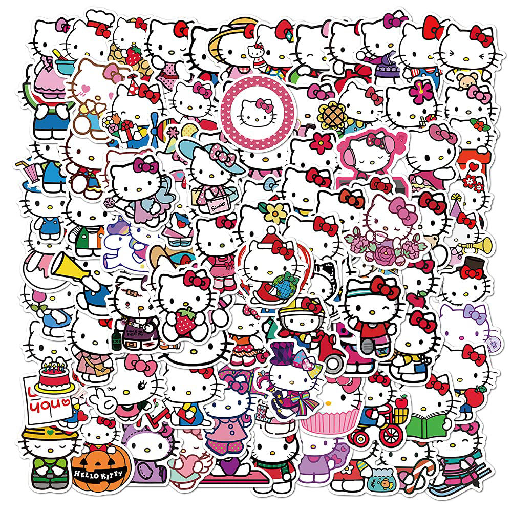 GetUSCart- 100Pcs Hello Kitty Stickers Pack Kitty White Theme ...