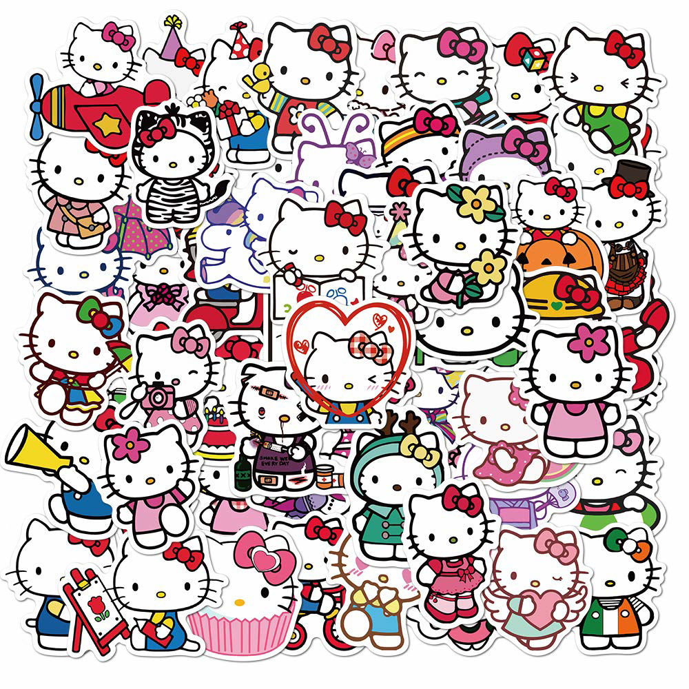 GetUSCart- 100Pcs Hello Kitty Stickers Pack Kitty White Theme ...