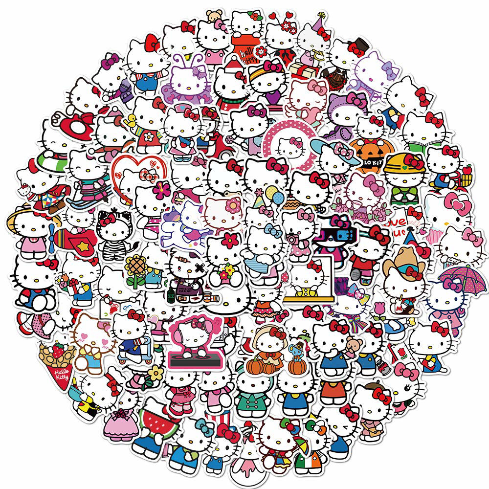 GetUSCart- 100Pcs Hello Kitty Stickers Pack Kitty White Theme ...