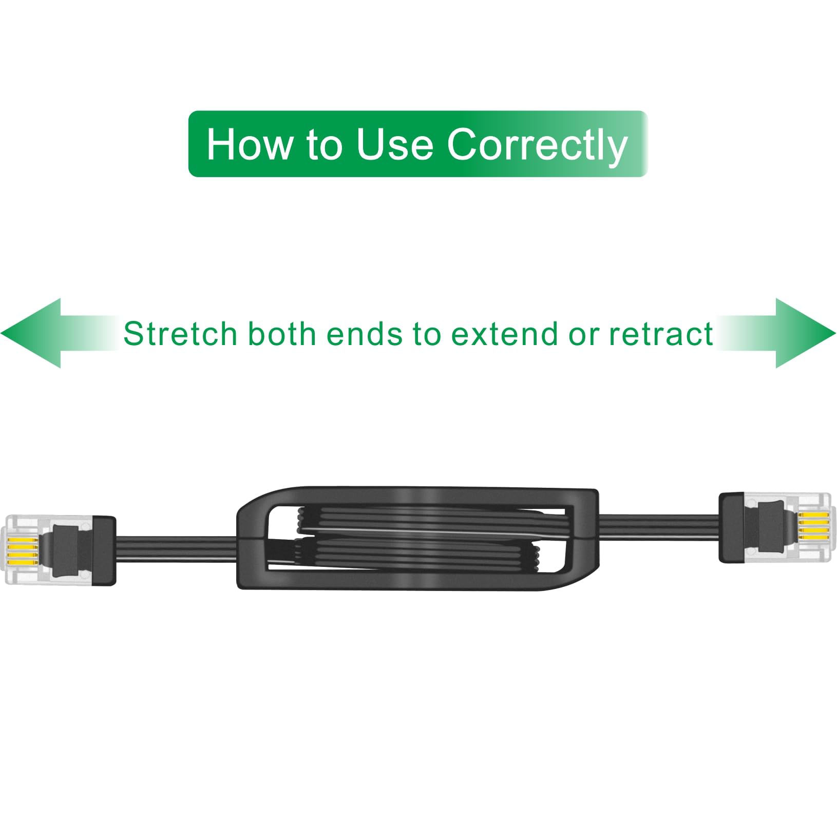 GetUSCart- NECABLES RJ11 Retractable Phone Cord for Landline 4ft Length ...