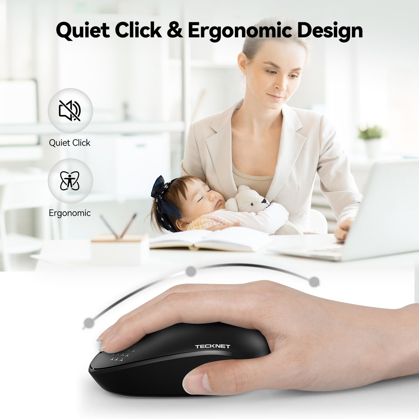 GetUSCart- TECKNET Wireless Mouse, 2.4G Quiet Computer Mouse with USB ...