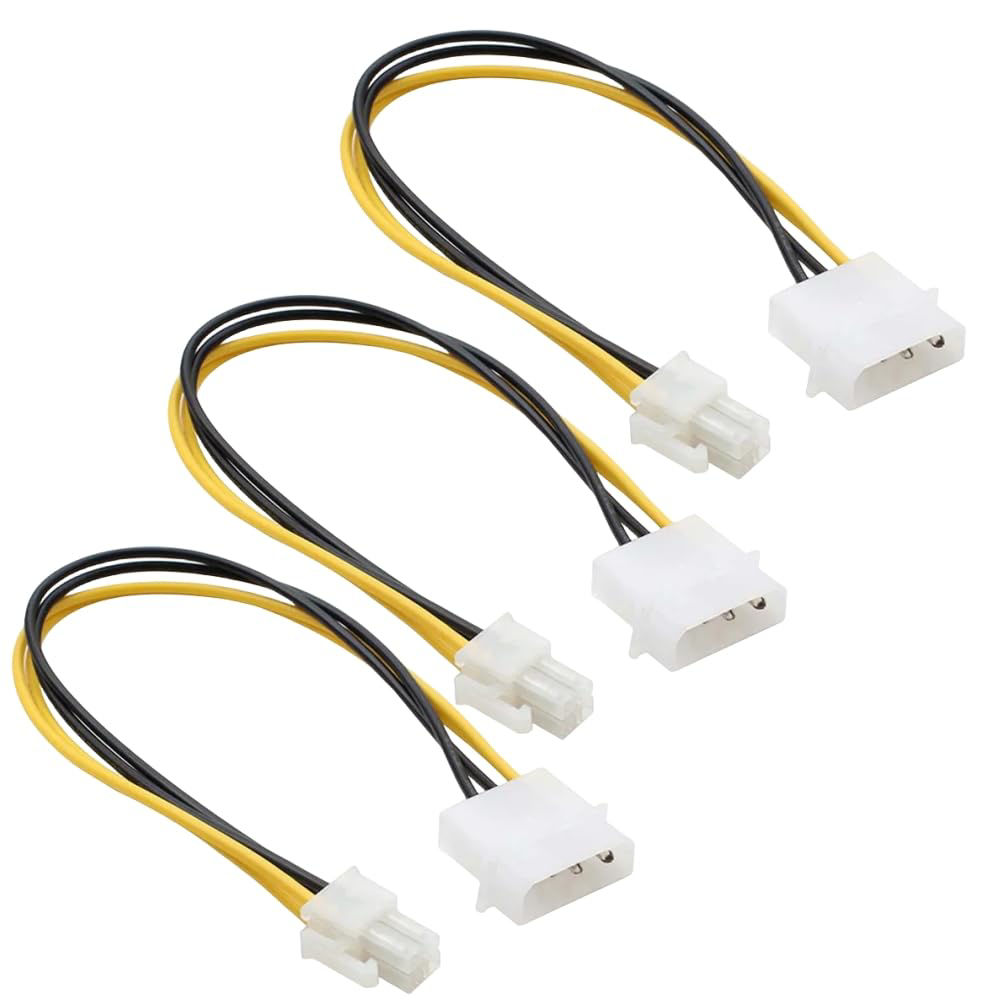 GetUSCart- lilila-ree 3-Pack LP4 Molex Male to ATX 4 pin Male Auxiliary ...