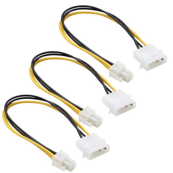 GetUSCart- lilila-ree 3-Pack LP4 Molex Male to ATX 4 pin Male Auxiliary ...