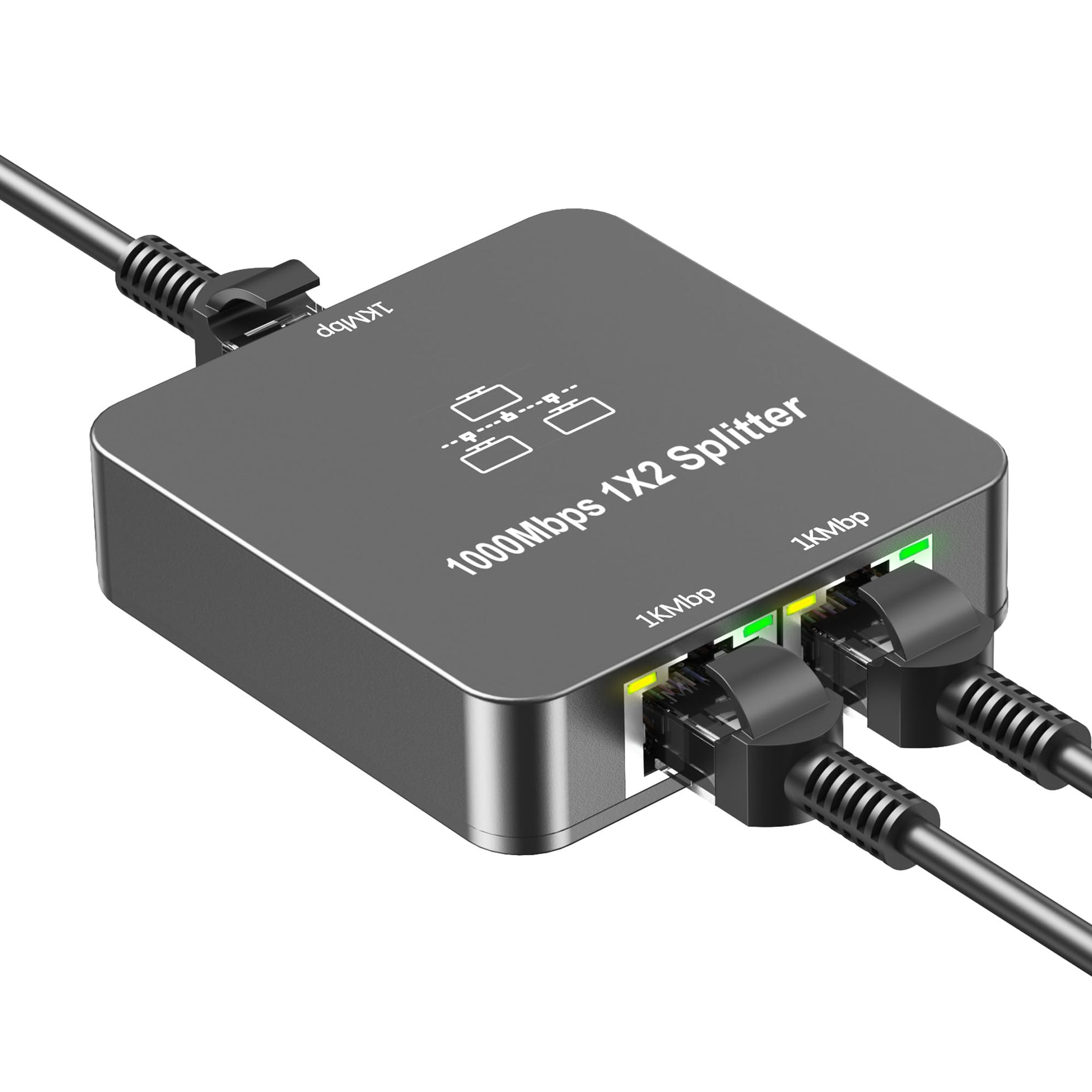 GetUSCart- Ethernet Splitter 1 to 2 Out, 1000Mbps High Speed, RJ45 ...