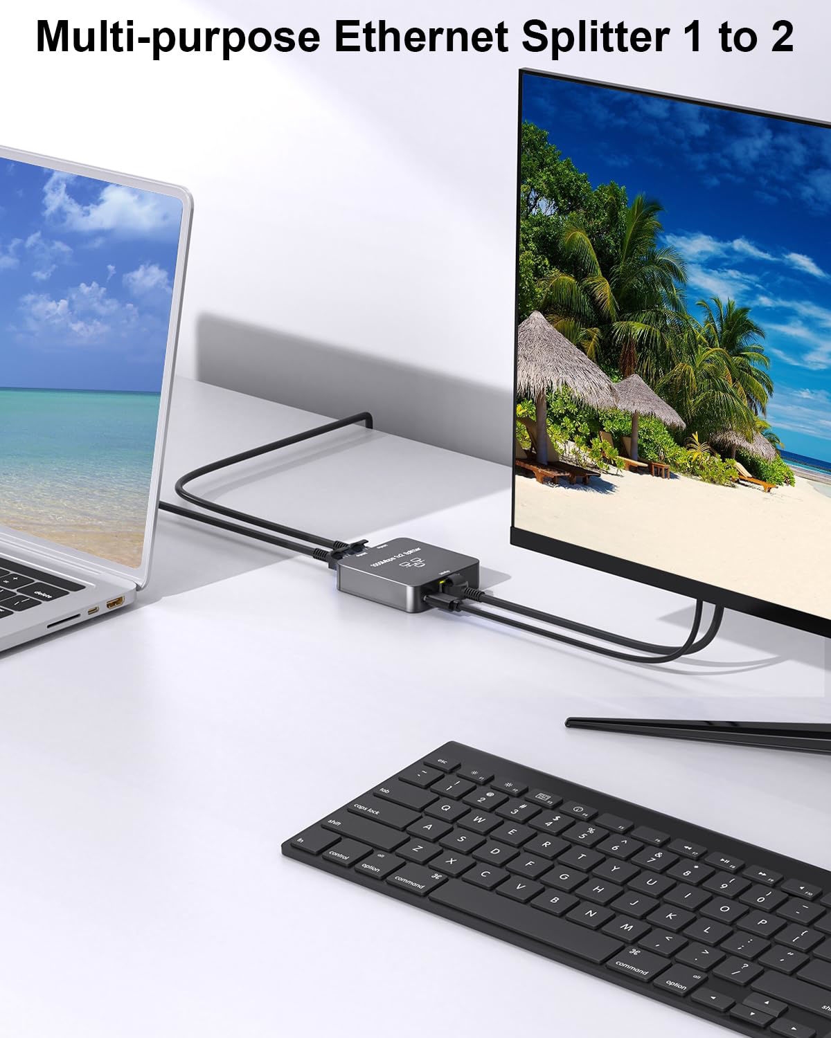 GetUSCart- Ethernet Splitter 1 to 2 Out, 1000Mbps High Speed, RJ45 ...