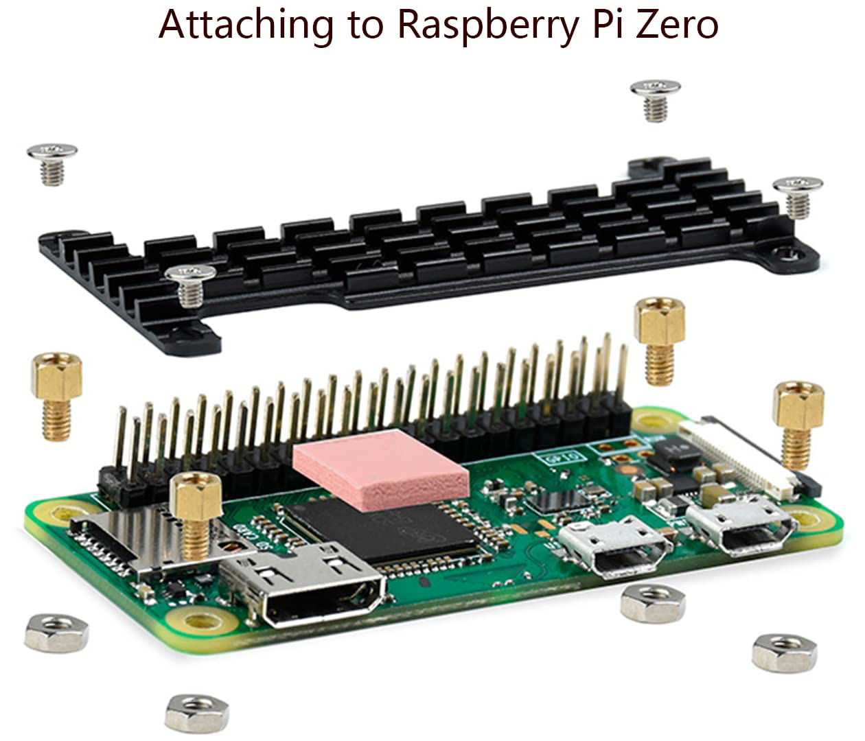 GetUSCart- Heatsink with Thermal Tapes, Aluminum Heatsink Cooler for Raspberry Pi Zero 2 W/Pi ...