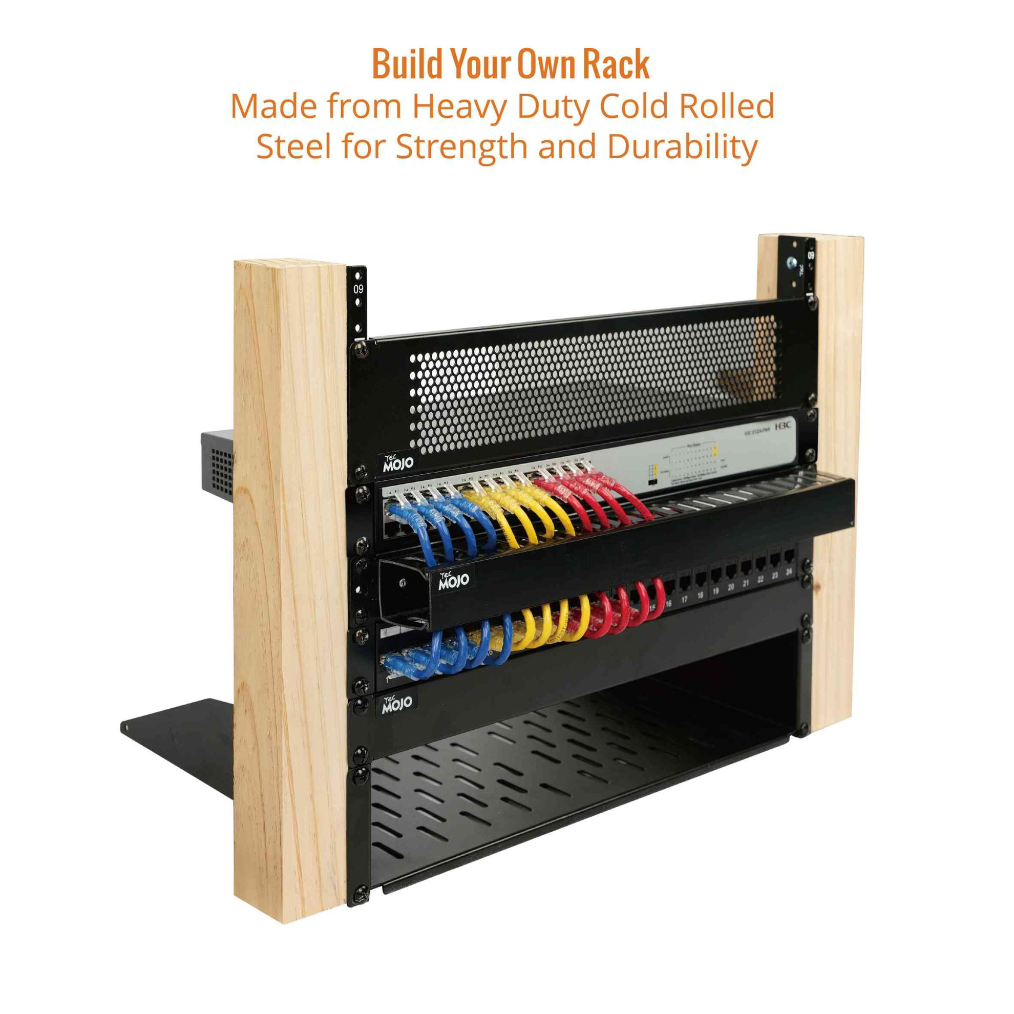 GetUSCart- Tecmojo 3U Vertical Server Rack Rail Pair Kit DIY Rack Rails ...
