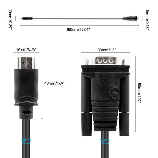 GetUSCart- yungluner to HDMI-VGA Adapter Cable for Projector Computer ...