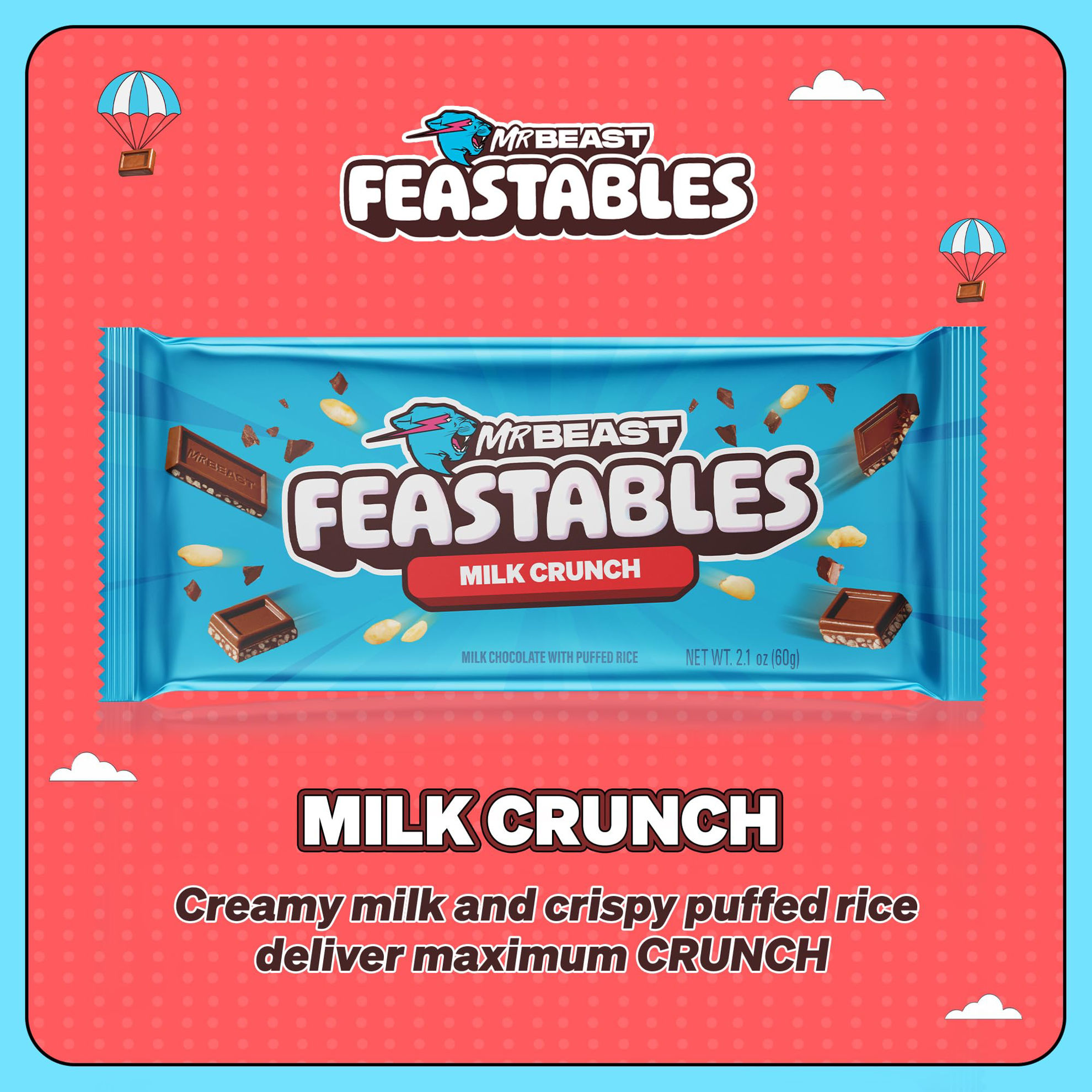 GetUSCart- Feastables by MrBeast Milk Chocolate Crunch KING Size Candy ...