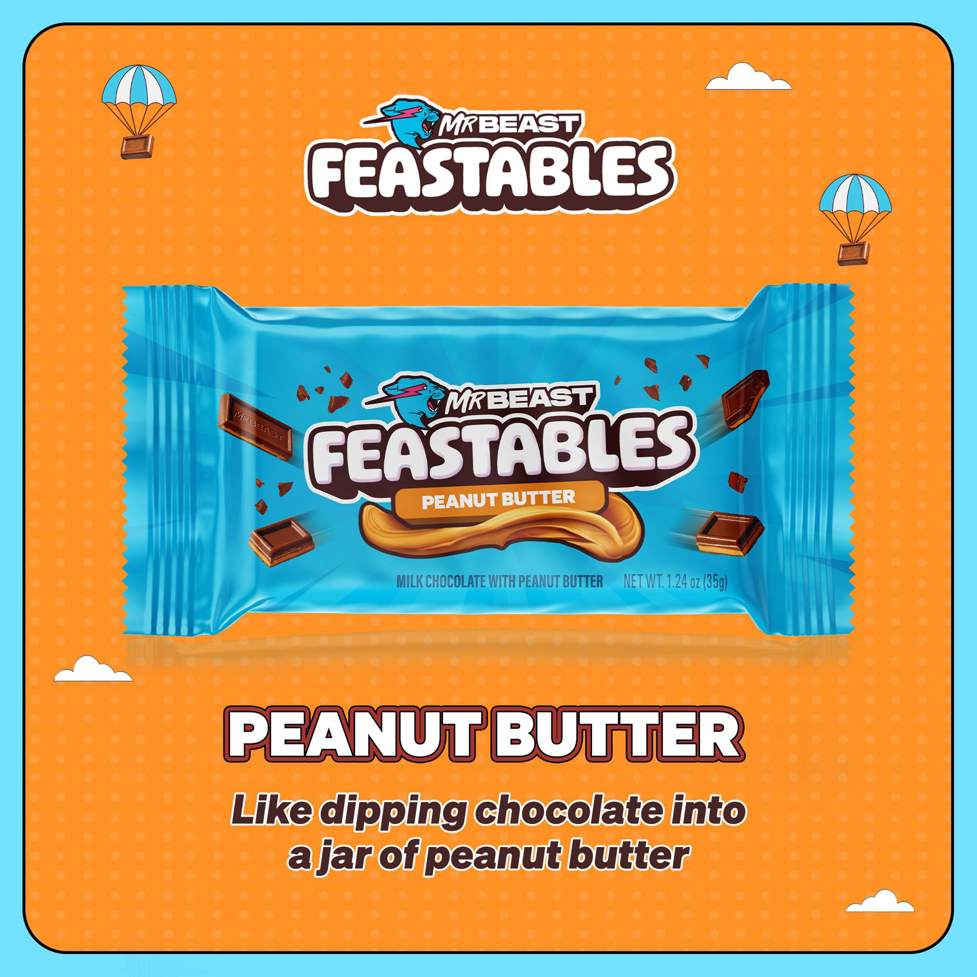 GetUSCart- Feastables by MrBeast Peanut Butter Milk Chocolate Candy Bar ...
