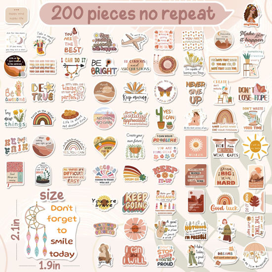 GetUSCart- WAKEMOODEI 200 Vintage Inspirational Stickers, Boho ...