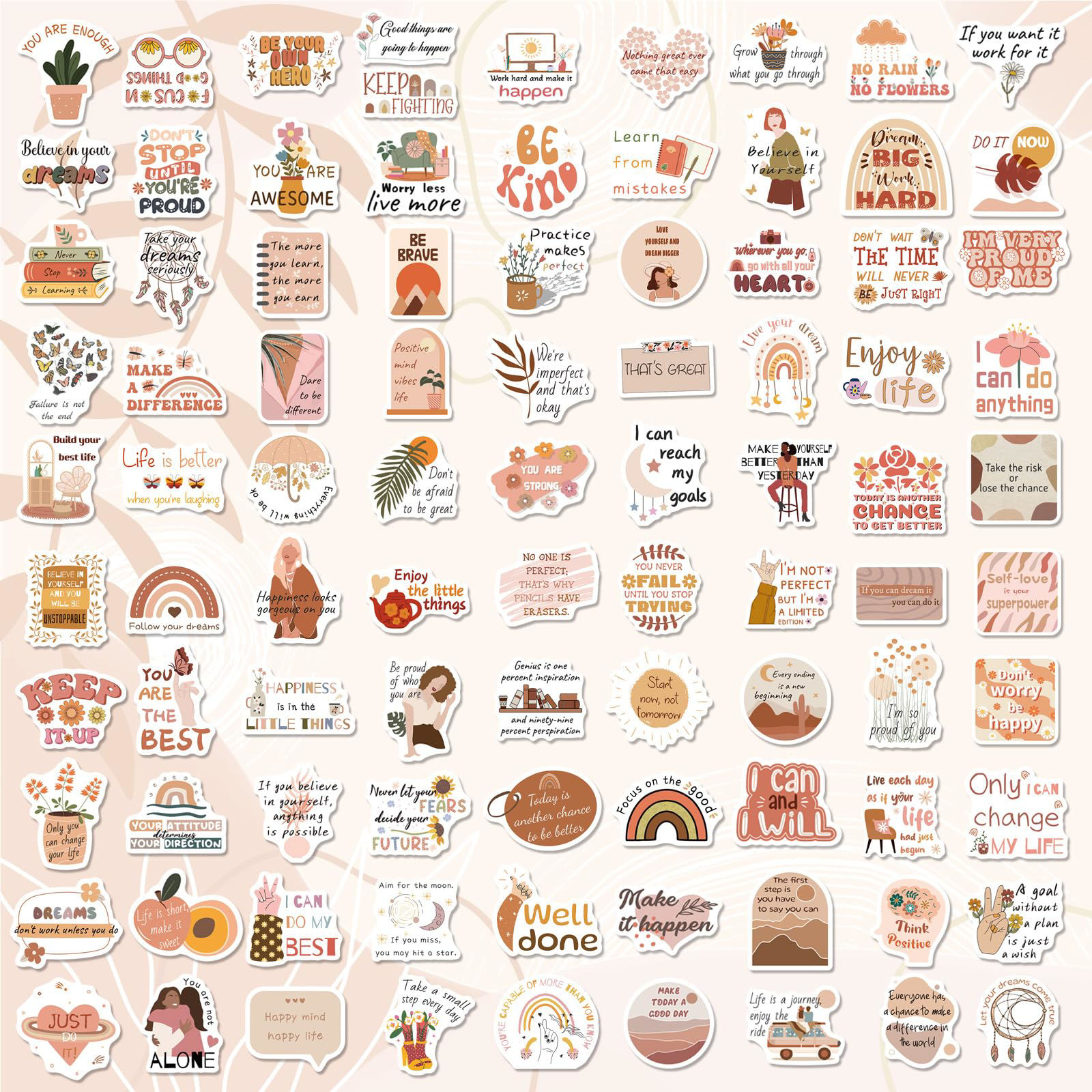 GetUSCart- WAKEMOODEI 200 Vintage Inspirational Stickers, Boho ...