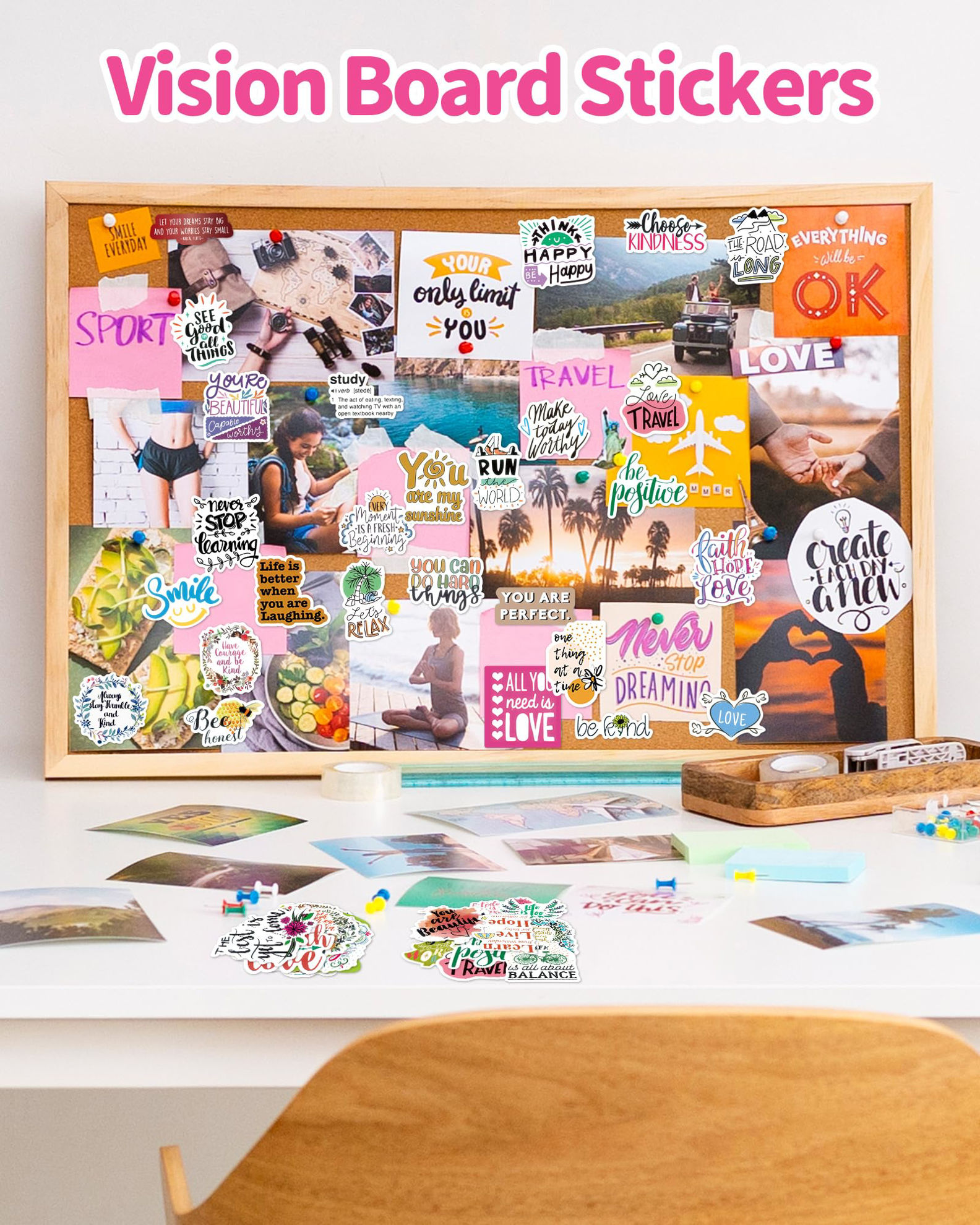 GetUSCart- 300 PCS Inspirational Stickers for Adults, Scrapbook Vision ...